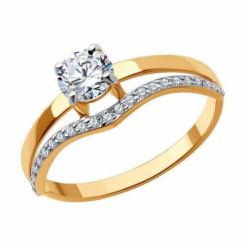 Кольцо Diamant online, золото, 585 проба, фианит, размер 17.5, бесцветный