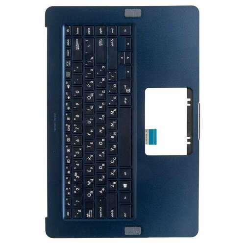 Клавиатура RocknParts для ноутбука Asus UX550VE-1A с топкейсом, подсветкой, темно-синяя, металл UI раскладка, RU лазерная гравировка