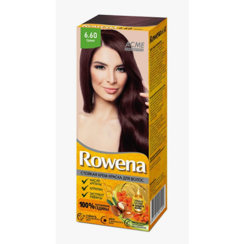 Стойкая крем-краска для волос Rowena, тон 6.60 гранат, 115 мл.