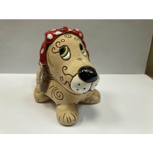 Статуэтка керамика "Собака с бантом",9х12х8см.