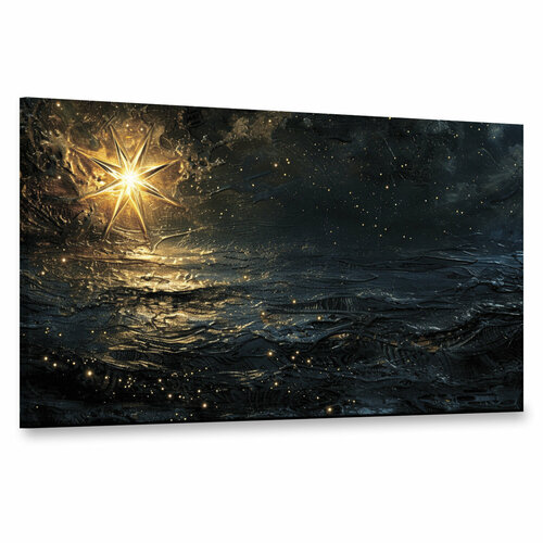 Интерьерная картина 100х60 "Звезда, озаряющая ночное море"
