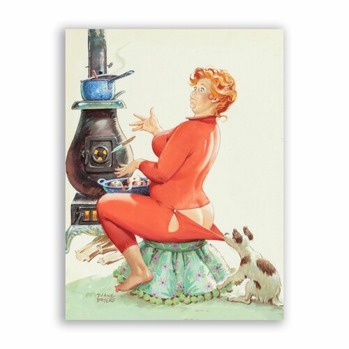 Постер на бумаге в стиле Пин-ап / Pin-up Girl - Hilda / Винтажная девушка / Размер 30 x 40 см