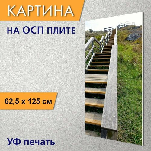 Вертикальная картина на ОСП "Лестница, шаги, вверх" 62x125 см. для интерьериа