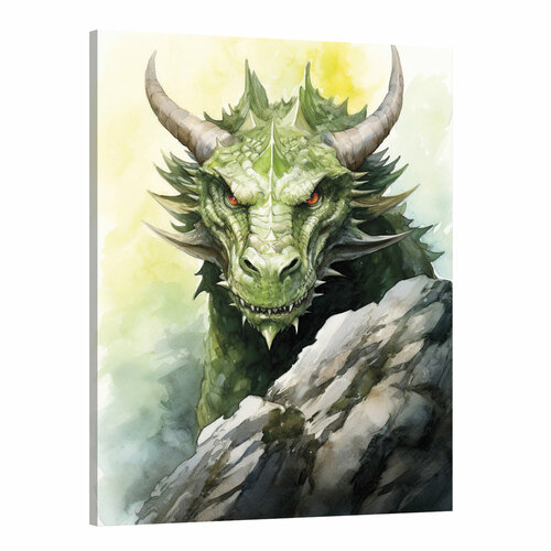 Интерьерная картина 50х70 "Зеленый дракон: испытание судьбы"