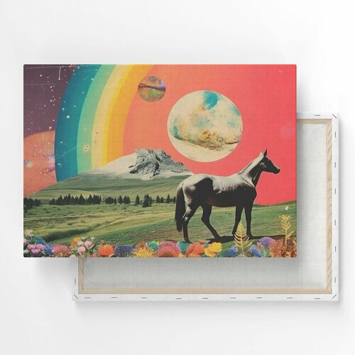 Картина на холсте, репродукция / Сюрреализм - Лошадь в поле / Размер 40 x 53 см