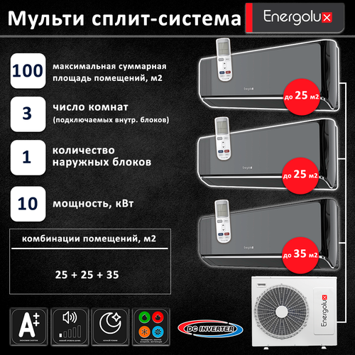 Energolux Комплект мульти сплит-систем Smart Multi на 3 комнаты 9+9+12 инвертор