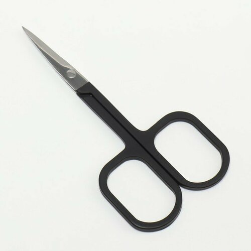 Ножницы маникюрные, узкие, прямые, с прорезиненными ручками, 9 см, цвет серебристый/чёрный (1шт.)