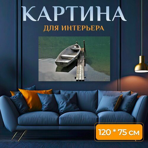 Картина на холсте "Лодзь, гавань, озеро" на подрамнике 120х75 см. для интерьера