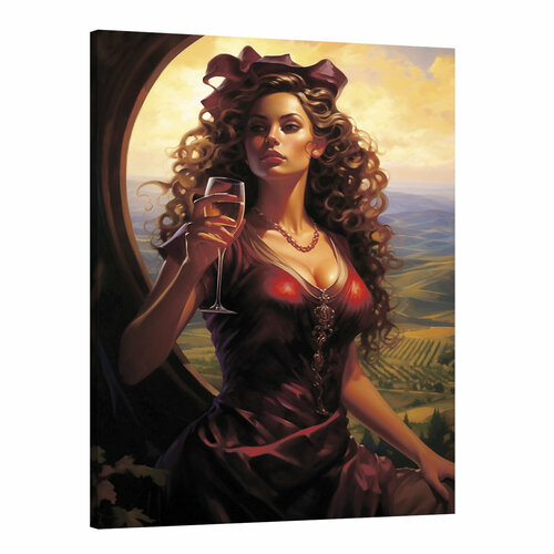 Интерьерная картина 50х70 "Винная чаровница"