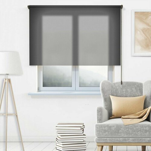 Рулонная штора "Toledo" Ткань коллекции Скрин/Чёрный 156х180 см. Чёрная фурнитура