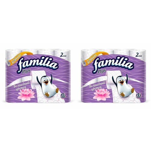 Familia Plus туалетная бумага Магический цветок белая двухслойная 12шт 2 шт