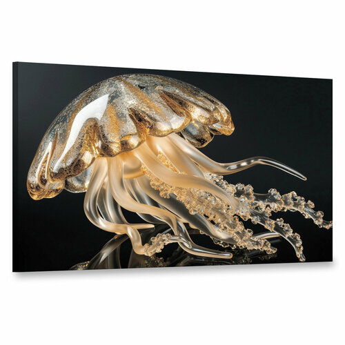 Интерьерная картина 100х60 "Медуза в золотистой дымке"