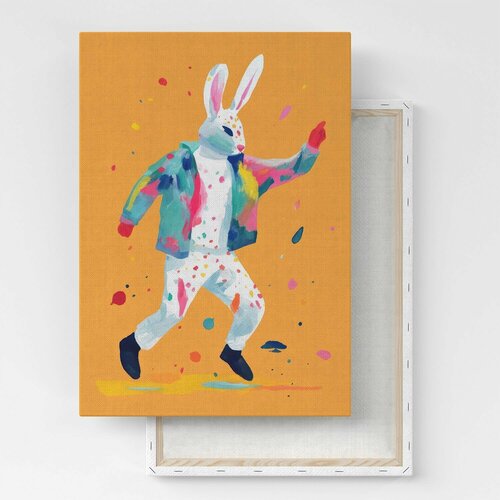 Картина на холсте, репродукция / Стильный кролик / Размер 80 x 106 см