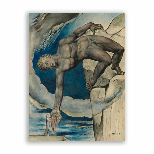 Картина на холсте, репродукция / Уильям Блейк - Antaeus setting down Dante / Размер 30 x 40 см