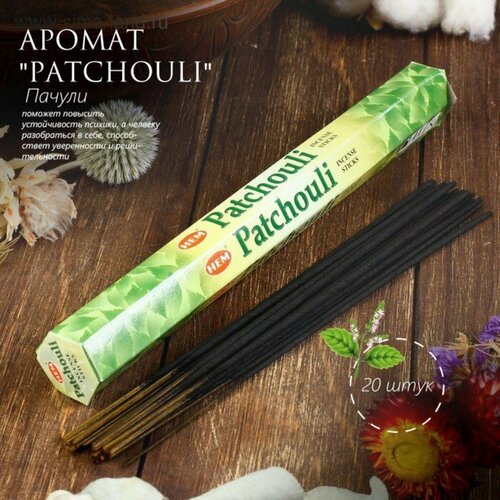 Благовония HEM "Patchouli. Пачули", 20 палочек в упаковке, шестигранник (комплект из 14 шт)