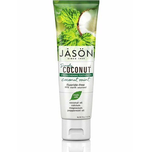 Jason Natural, Укрепляющая зубная паста, кокос и мята, без фтора, 119 гр