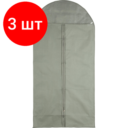 Комплект 3 штук, Чехол для одежды из спанб. Luscan с прозр. верхом, 60х120см, серый, HD-HH006