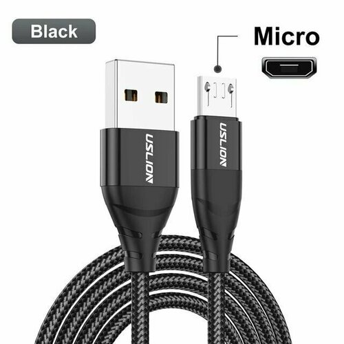 Кабель micro USB / Провод USB Micro / Быстрая зарядка микро/шнур на андроид, Samsung, Huawei, Xiaomi, Honor/ Micro usb кабель 1 метр, черный