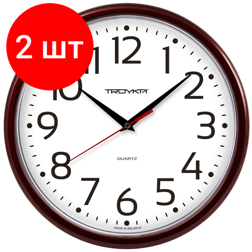Комплект 2 штук, Часы настенные Troyka 91931912 круг, d225мм, плав. ход, пластик