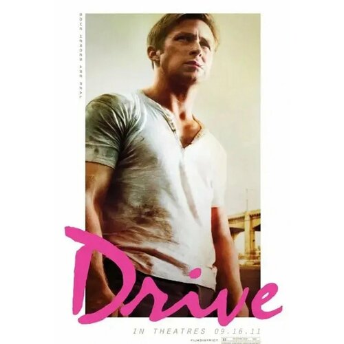 Плакат, постер Райан Гослинг. Drive, 2011 кино. Драйв фильм на холсте, размер 30х42см