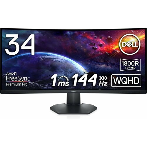 Монитор игровой 34" DELL S3422DWG, 3440x1440 (UWQHD), 144 Гц, VA