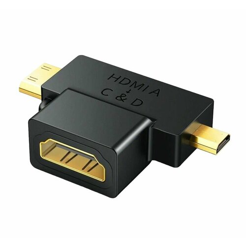 Адаптер-переходник HDMI-MiniHDMI-MicroHDMI черный