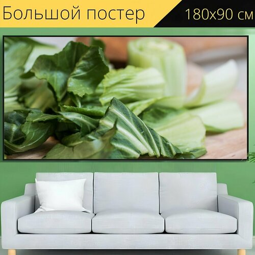 Большой постер "Еда, овощ, лист" 180 x 90 см. для интерьера