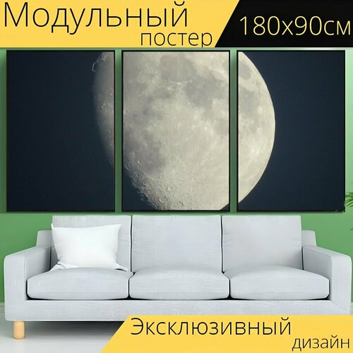 Модульный постер "Луна, полная луна, токио" 180 x 90 см. для интерьера