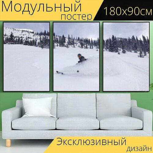 Модульный постер "Кататься на лыжах, снег, канада" 180 x 90 см. для интерьера