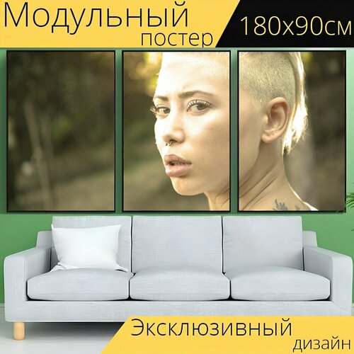 Модульный постер "Женщина, модель, молодая модель" 180 x 90 см. для интерьера