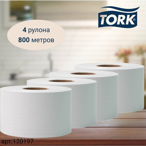 Туалетная бумага Tork Universal, в рулонах, система T2, 200 м, 1сл, белая, 4 рулона (арт: 120197)