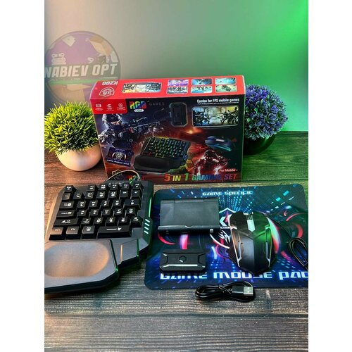 Игровой комплект 5 IN 1 GAMING SET: клавиатура 35 клавиш + игровая мышь + Bluetooth-конвектор + держатель для телефона + игровой коврик для мыши