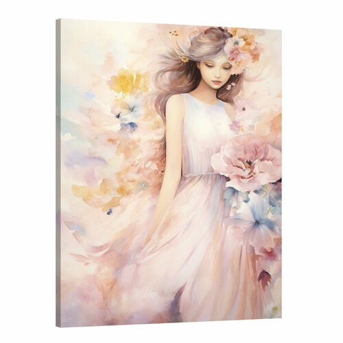 Интерьерная картина 50х70 "Девушка, облаченная в цветы"