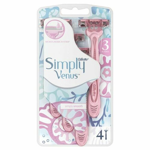 Бритва Gillette Simply Venus 3, одноразовая, 4 шт.