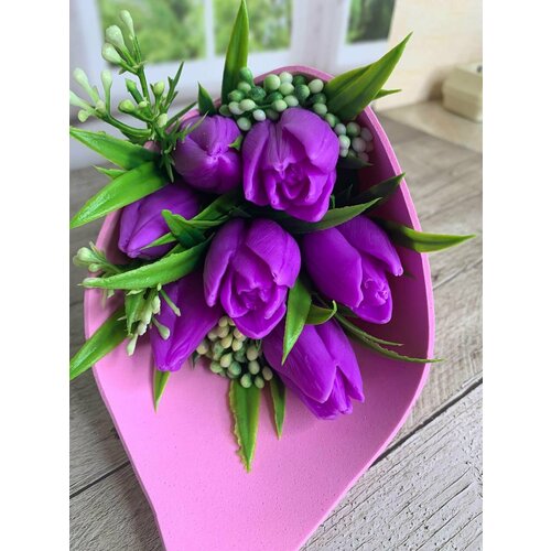 Букет "Фиолетовые тюльпаны" из мыла ручной работы