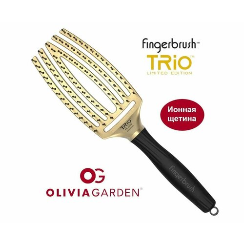 Olivia Garden, Finger Brush, Trio FB-M2 Medium, Щетка для волос изогнутая