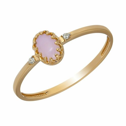 Перстень UVI Ювелирочка Золотое кольцо 585 пробы с Опалом и Бриллиантом, красное золото, 585 проба, родирование, опал, бриллиант, бесцветный, розовый