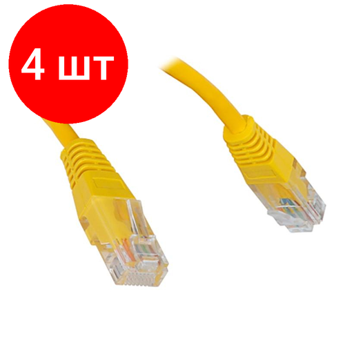 Комплект 4 штук, Патч-корд TWT UTP Cat.5e, залив колп, 7.0 м, желтый (TWT-45-45-7.0-YL)