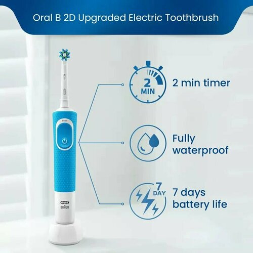 Электрическая зубная щетка Oral-B D100.413.1, голубой CN, переходник в комплекте