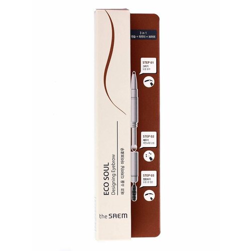 Карандаш 01, 0.2 гр+0.12 гр, Designing Eyebrow 01 Brown, THE SAEM