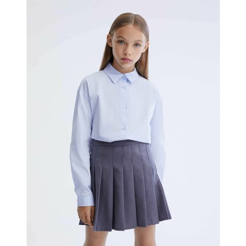 Школьная рубашка Gloria Jeans, размер 13-14л/164 (41), голубой