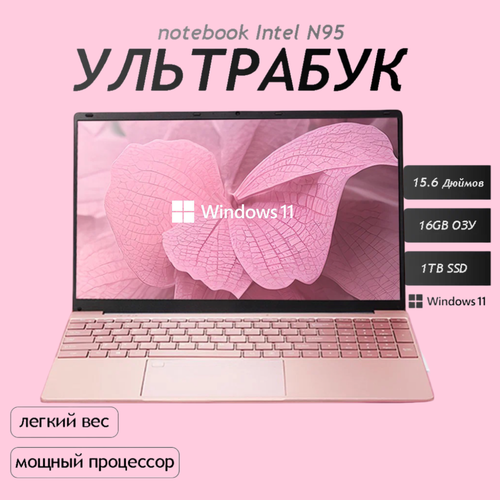 Ноутбук 15.6", Intel N95 (3.4 ГГц), RAM 16 ГБ, SSD 1024ГБ, Intel UHD Graphics, Windows 11 Pro, Серый, Русская раскладка