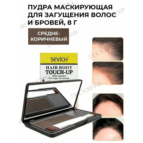 SEVICH Пудра маскирующая Hair shadow, средне-коричневый, 8 мл, 8 г