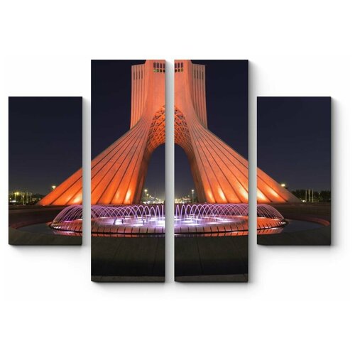 Модульная картина Ночной вид на башню свободы в Тегеране100x75