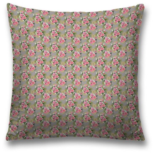 Наволочка декоративная на молнии, чехол на подушку JoyArty "Большие розовые букеты" 45х45 см