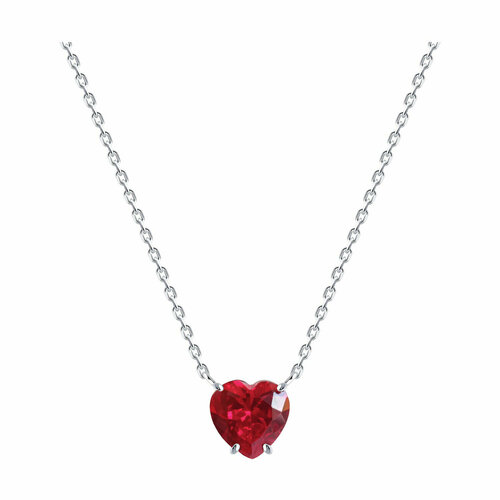 Колье Diamant online, серебро, 925 проба, корунд, длина 45 см., розовый