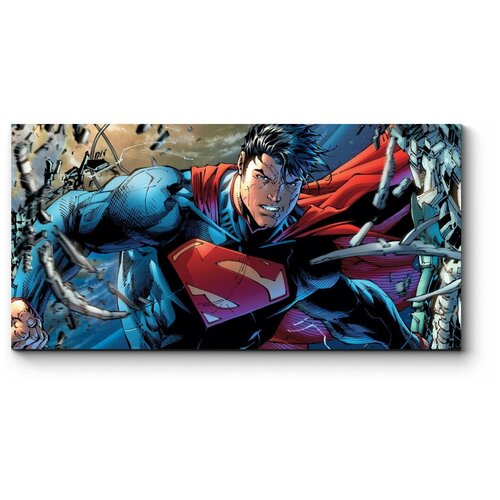 Модульная картина Супермен, разбивающий стену 60x30