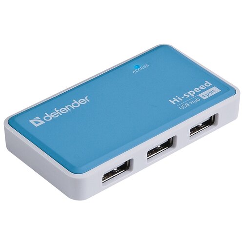USB-концентратор  Defender Quadro Power (83503), разъемов: 4, синий