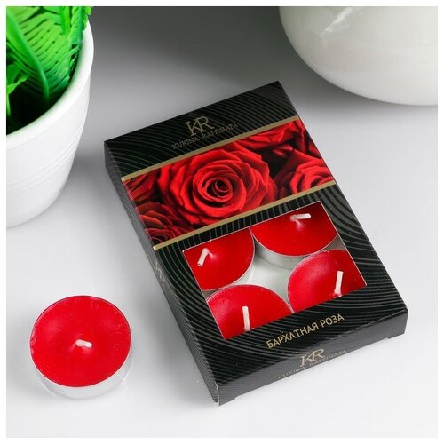 Набор чайных свечей ароматизированных "Бархатная роза" в подарочной коробке, 6 шт