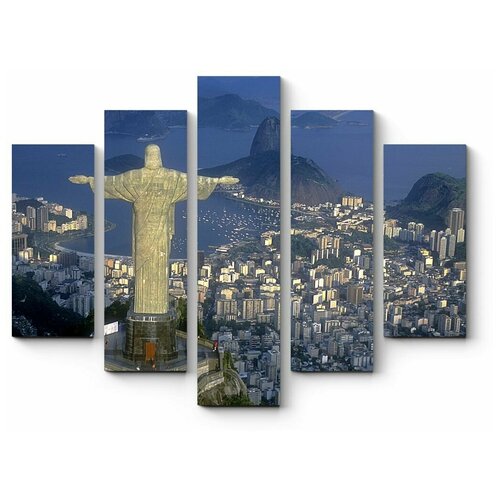 Модульная картина Над ночным Рио-де-Жанейро 105x84